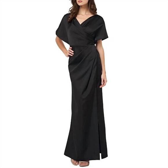 JS Collections | Dresses | New Js Collections Faux Wrap Bonded Satin ...
